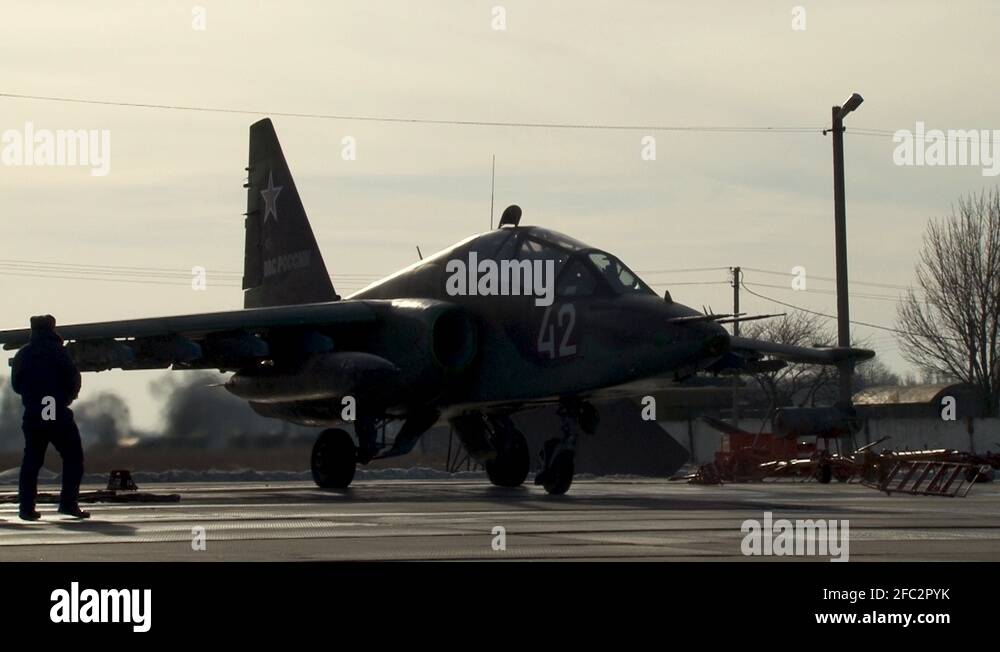 Sukhoi Su-25 Nato Name: Frogfoot. Attack aircraft moving in direction ...