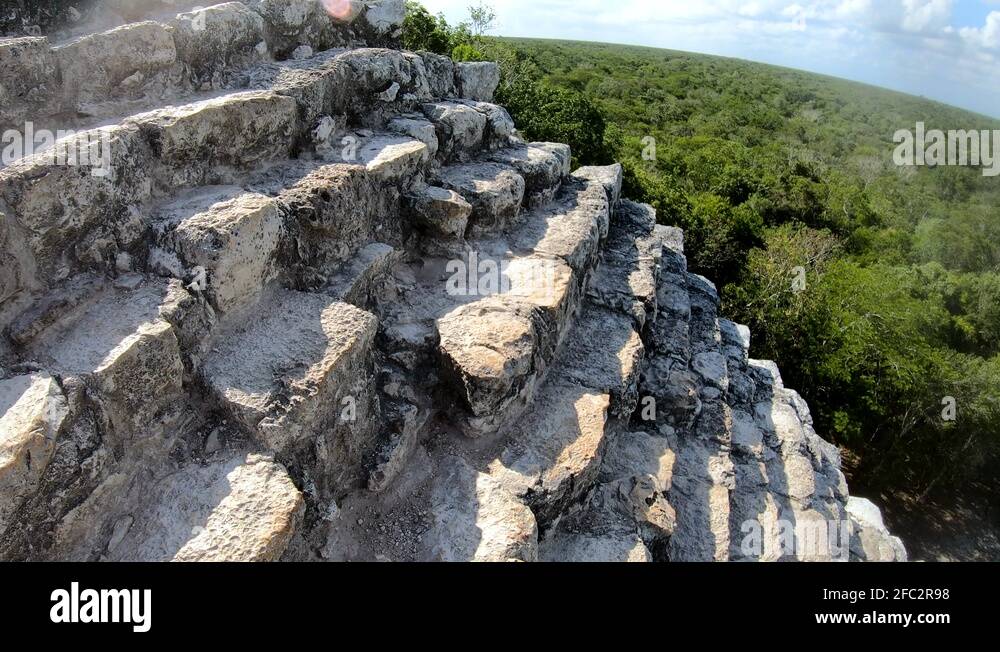 Stone steps ancient Coba Mayan Temple Yucatan Mexico Stock Video ...