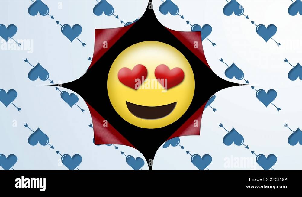 Wallpaper opening to reveal emoticon with heart shaped eyes Stock Video ...