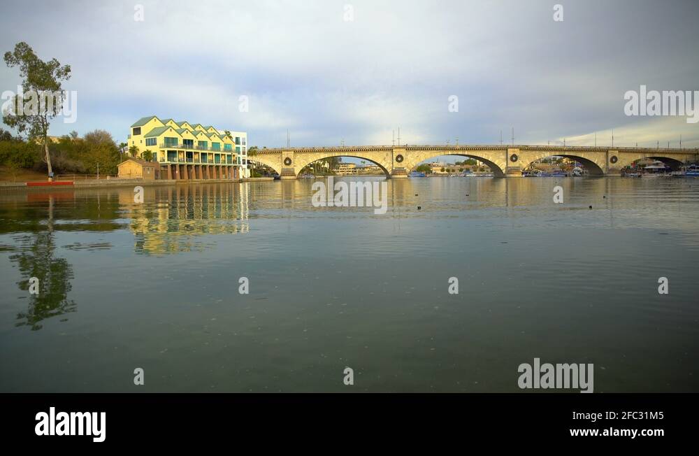 London Bridge rebuilt on Lake Havasu Arizona USA Stock Video Footage ...