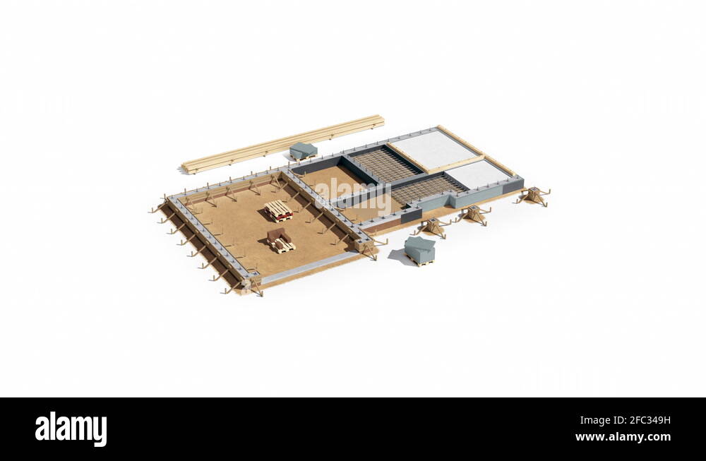 Stages of building process. Frame construction house with plaster ...
