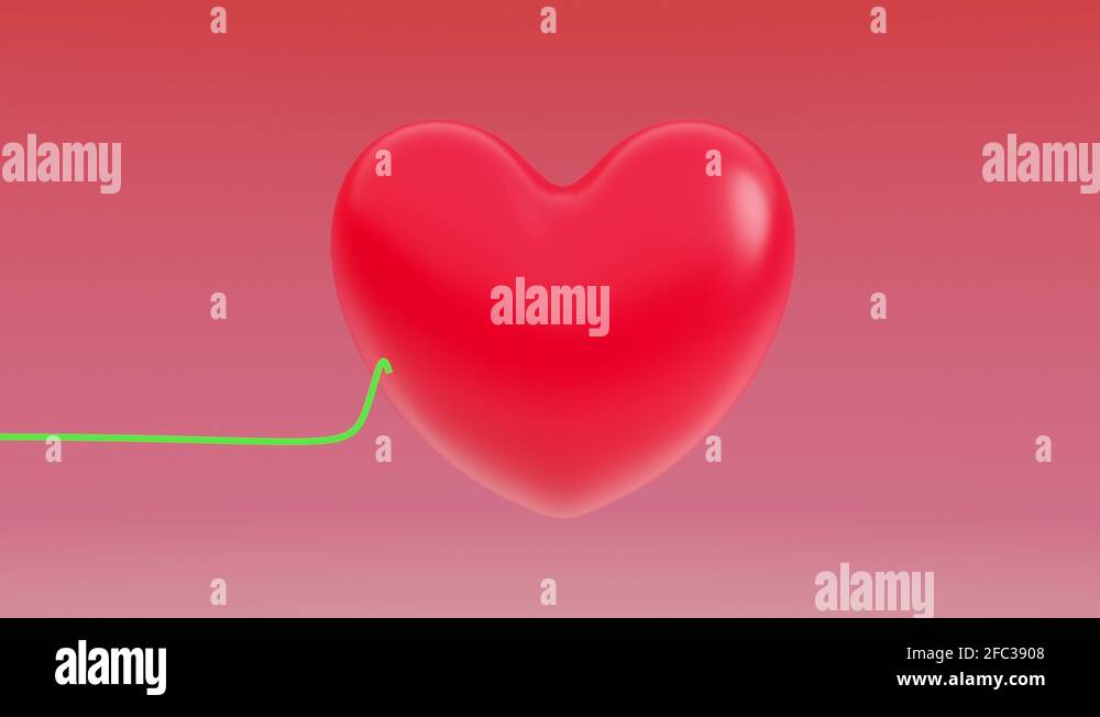 Cardiogram and heart attack sign on red heart mark background, Digital ...
