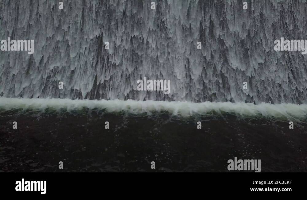 Artificial Dam Waterfall Winter Scene. Cold Water Falling Down, Tilt Up ...