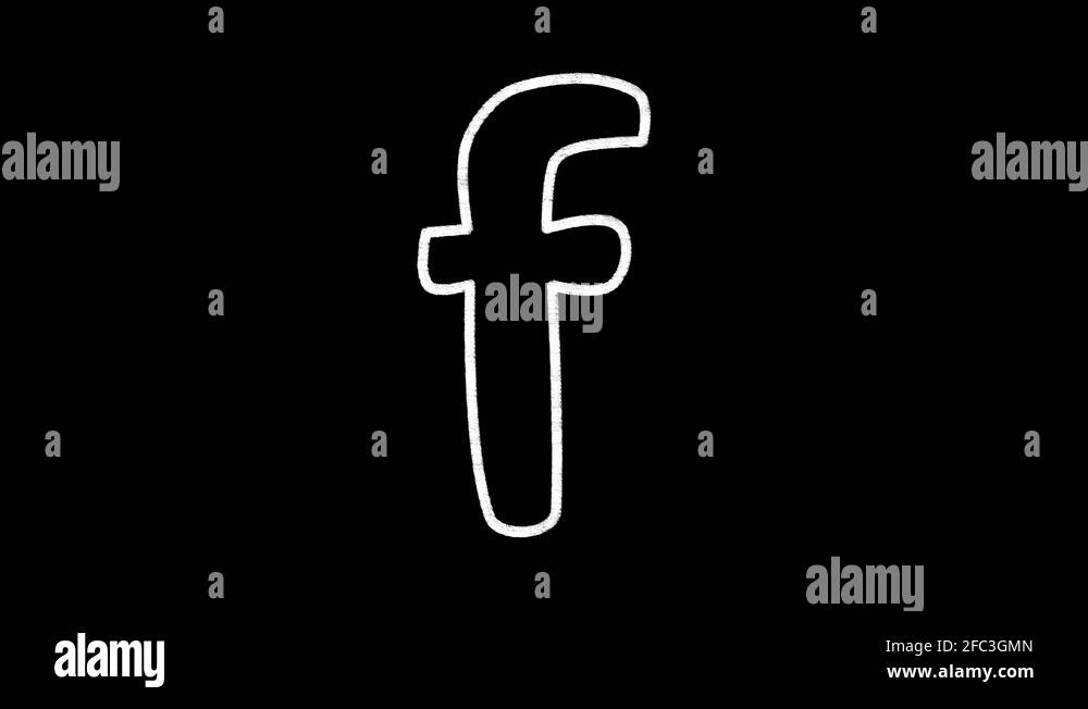 Illustrated animation white Facebook logo appears on black background ...