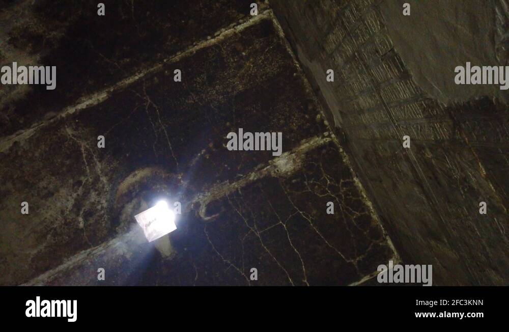 Sunlight through Edfu Temple ceiling, Ancient Egyptian ruins Stock ...