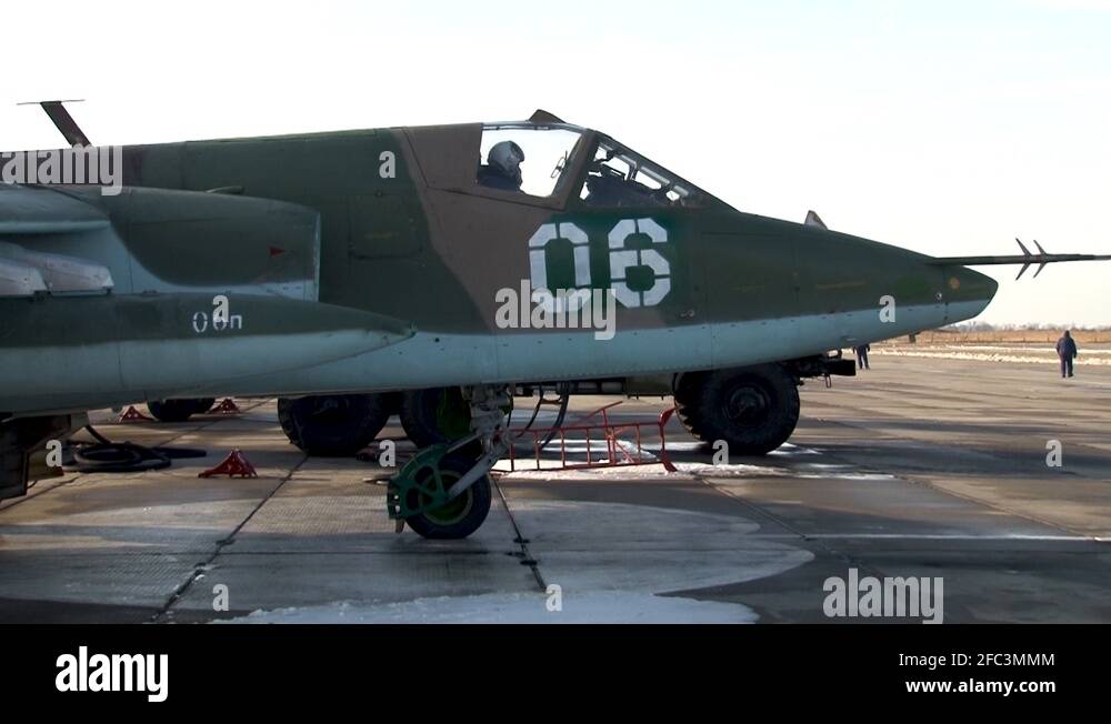 Sukhoi Su-25 (Nato Name: Frogfoot). Close-up of Su-25 aircraft with two ...