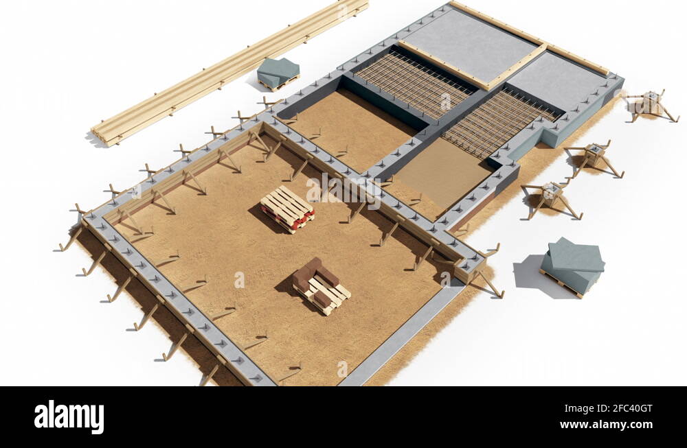 Set 4, Stage 1 of 7.Creating basement and wood frame structure of ...