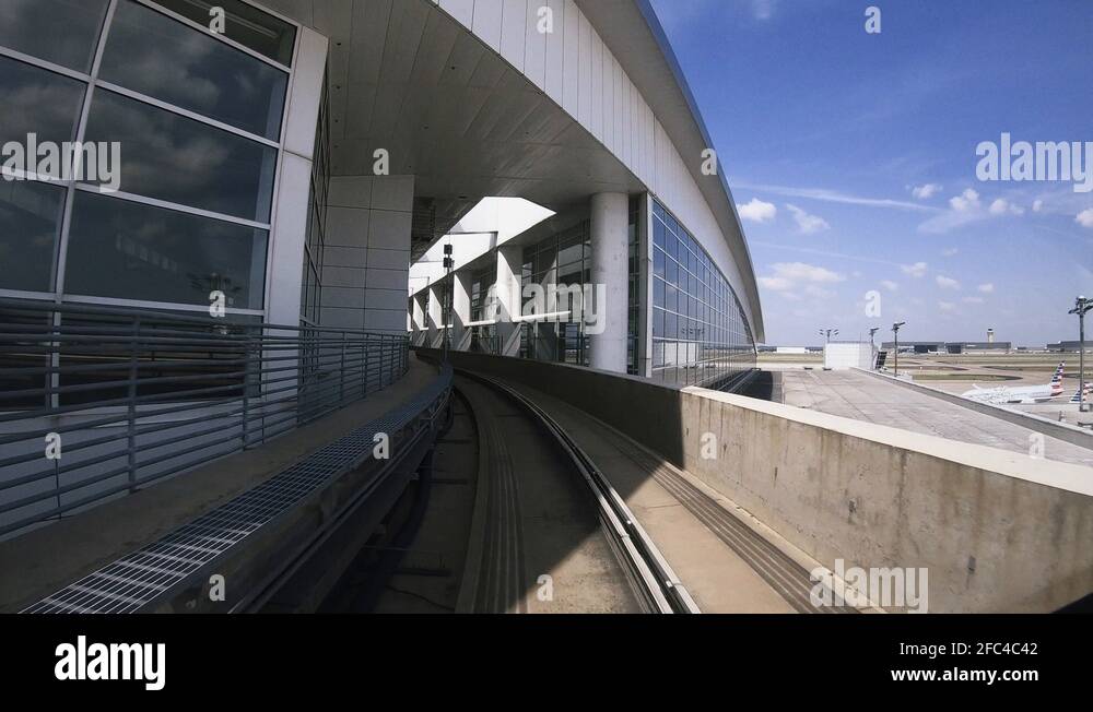 Forward Facing View of Riding the Skylink People Mover Terminal Train ...