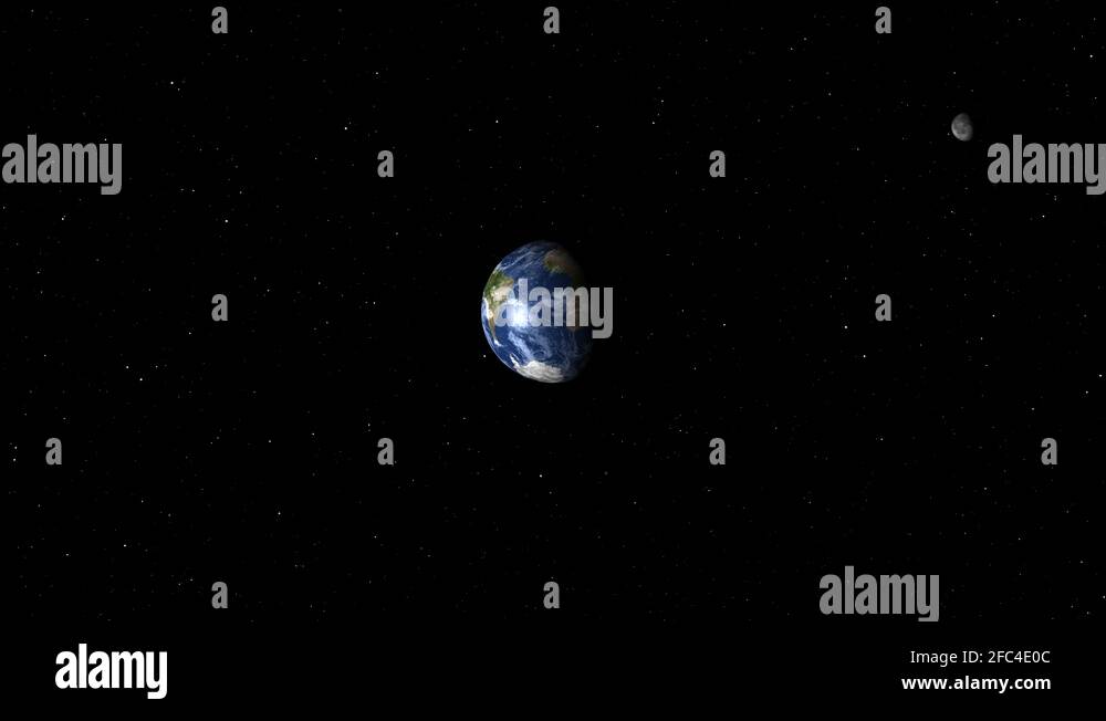 Moon orbiting the earth animation. Infinite galaxy stars universe info ...