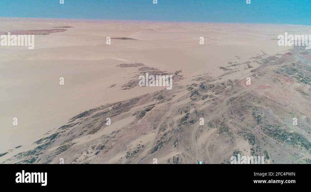 Arial birds eye view of the magnificent Namibian Skeleton Coast ...