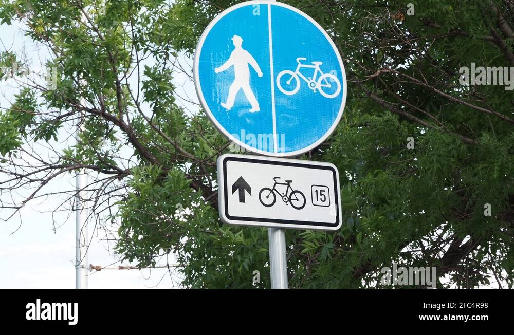 Pedestrian and cycle sign Stock Videos & Footage - HD and 4K Video ...