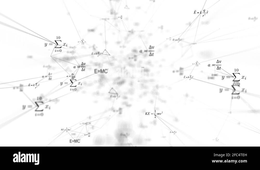 Endless tunnel of math and scientific formulas. Futuristic ...