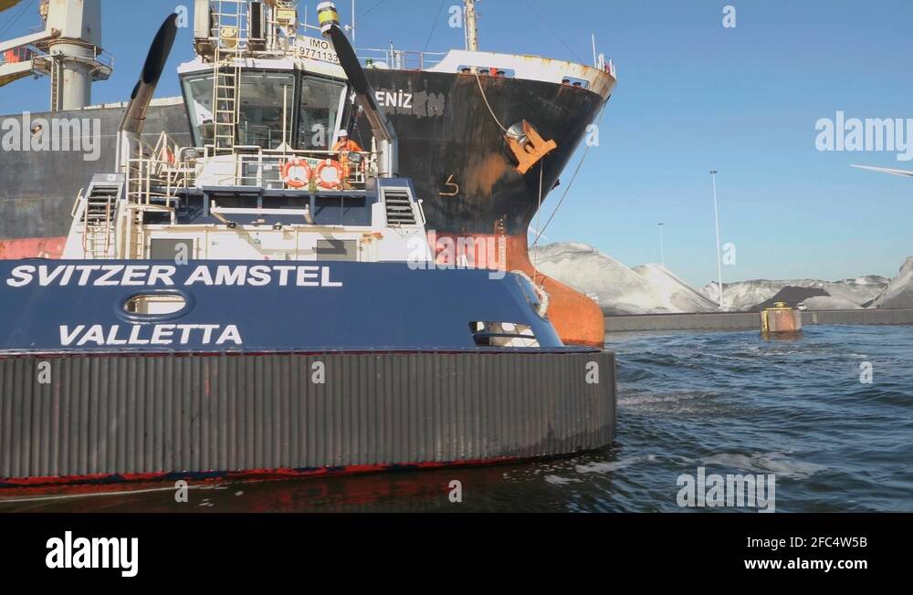 Bulk carrier Lady Deniz is departuring from Amsterdam Stock Video ...
