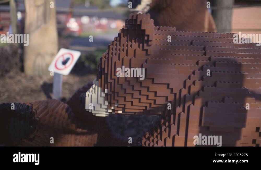Bear family made out of plastic bricks full size model like alive Stock ...