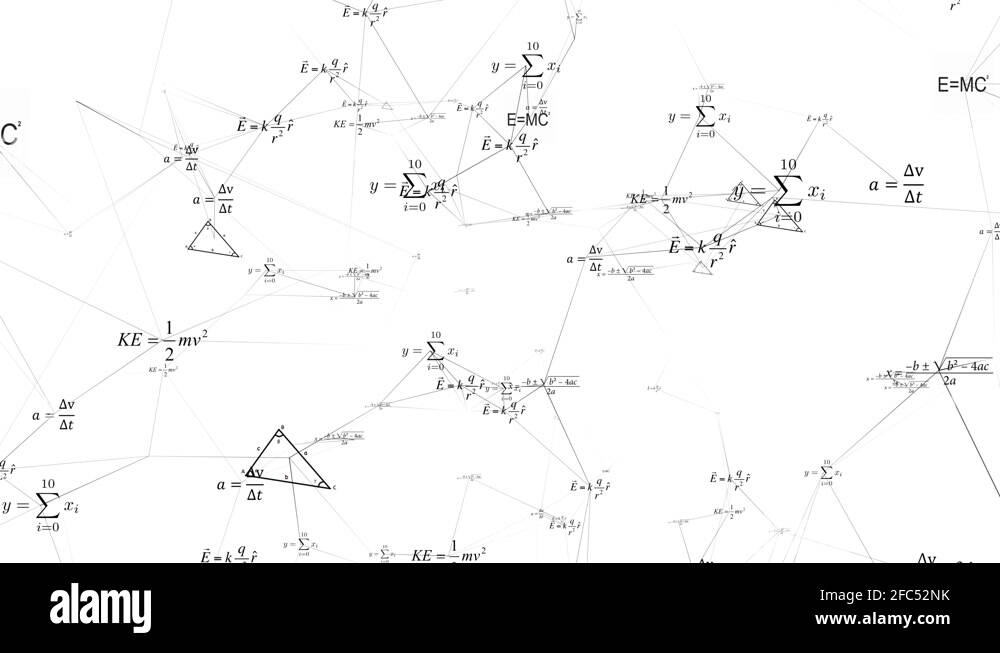 Mathematical and physical formulas floating in 3D space with a cool ...
