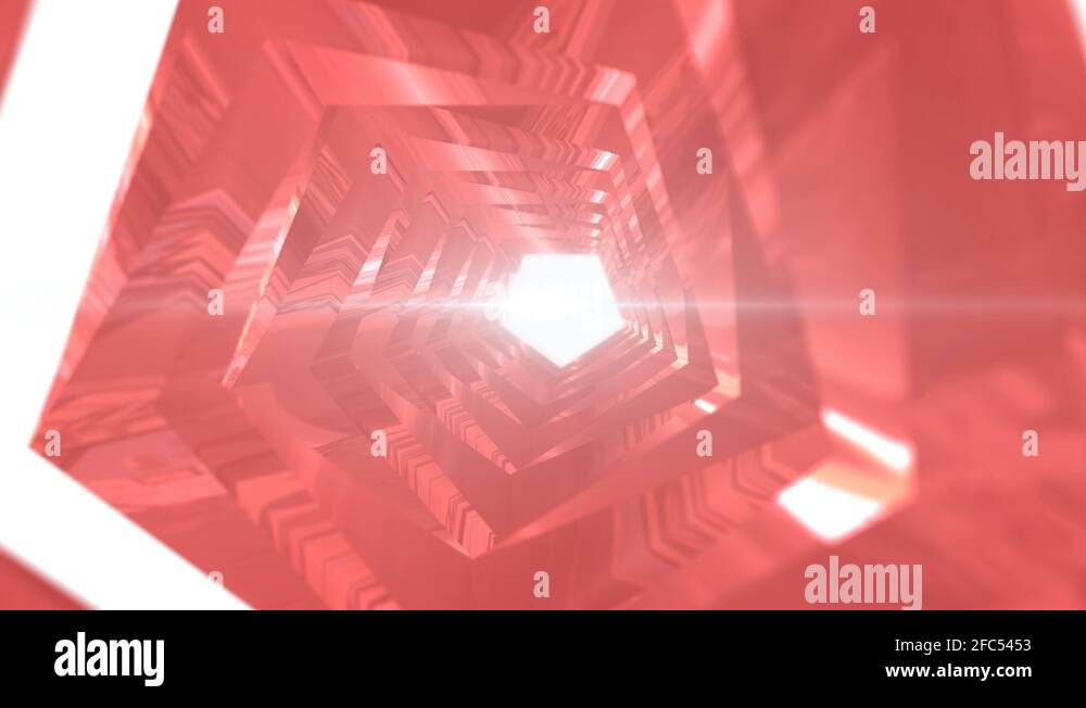 Abstract hexagon 3d geometric object rotating with light effect. 4k ...