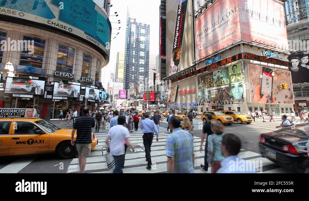 Times Square intersection people walking time lapse 24p Stock Video ...
