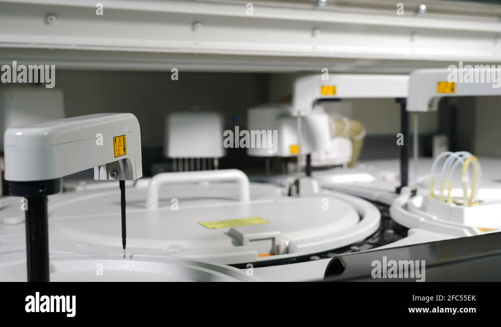 Modern medical laboratory concept. Automated medical analysis process ...