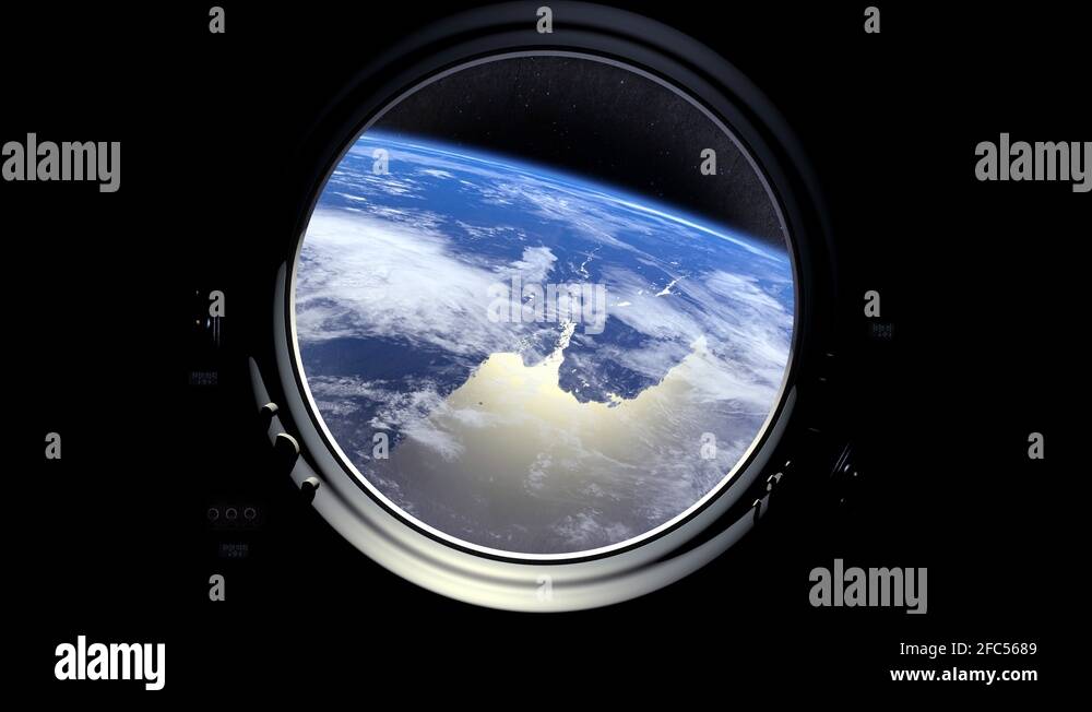 Earth as seen through window of International space station. The ...
