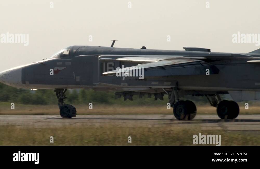 Sukhoi Su-24 (Nato Name: Fencer) aircraft taxiing towards runway Stock ...