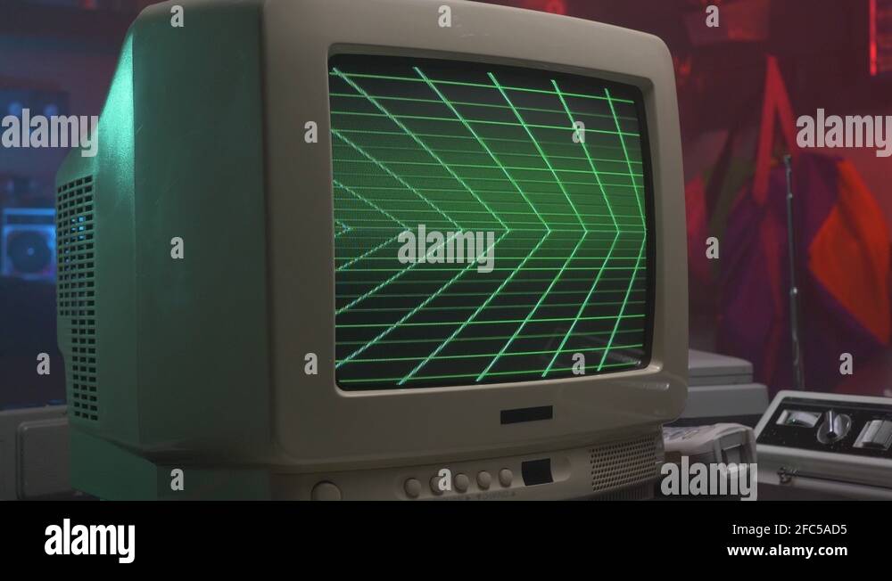 PLEASE REBOOT Text on a Vintage TV Screen Retro 80s 90s Style Stock ...