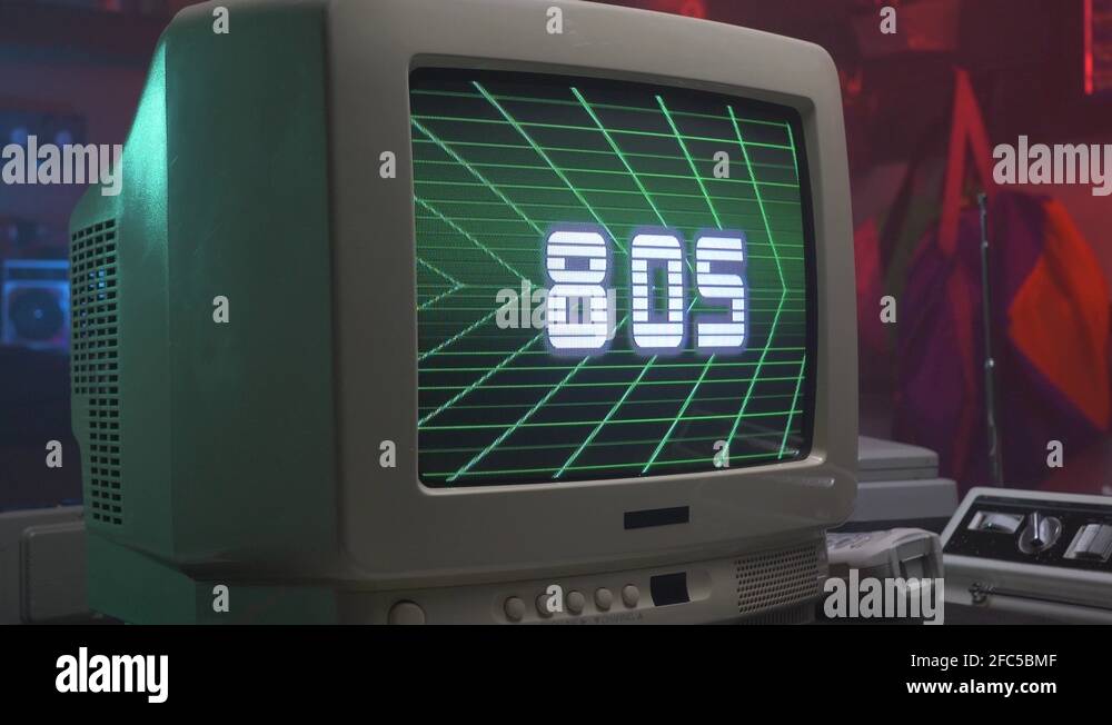 80s Text on a Vintage TV Screen Retro Stock Video Footage - Alamy