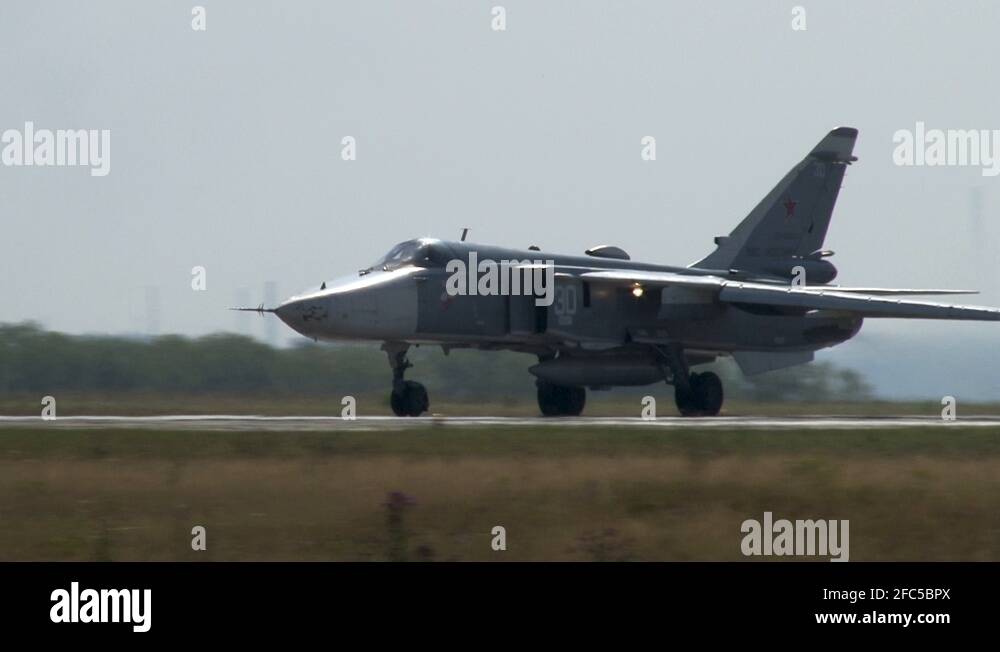 Sukhoi Su-24 (Nato Name: Fencer) aircraft takes off Stock Video Footage ...
