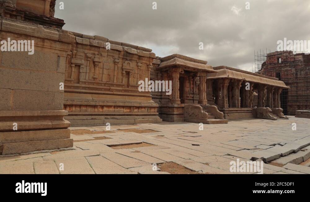 Pan view of ruined Temple of Shri Krishna complex at Hampi, India Stock ...
