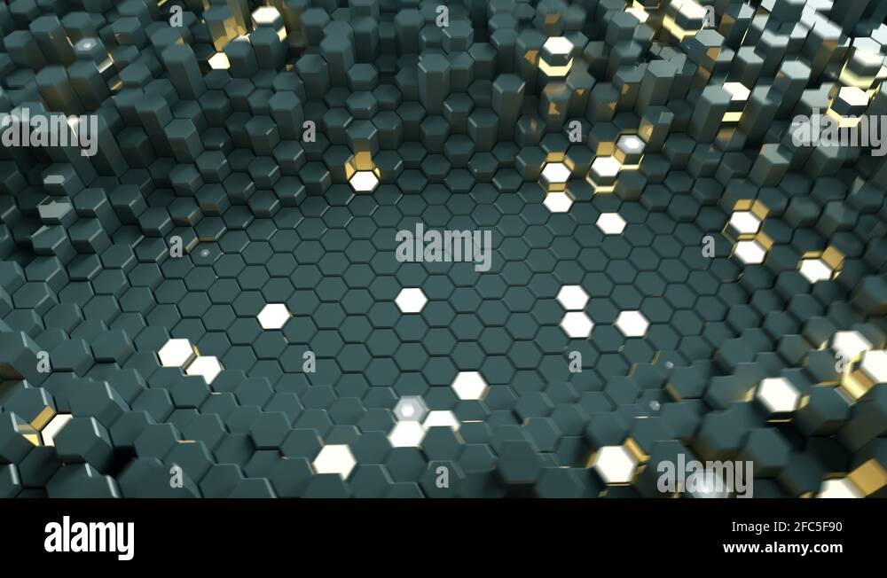 Abstract Background With Glowing Hexagons 3d Render Seamless Loop