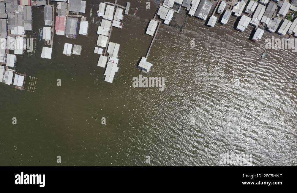 Coastal Slums with Contaminated Water in Indonesia. Overhead View Stock ...