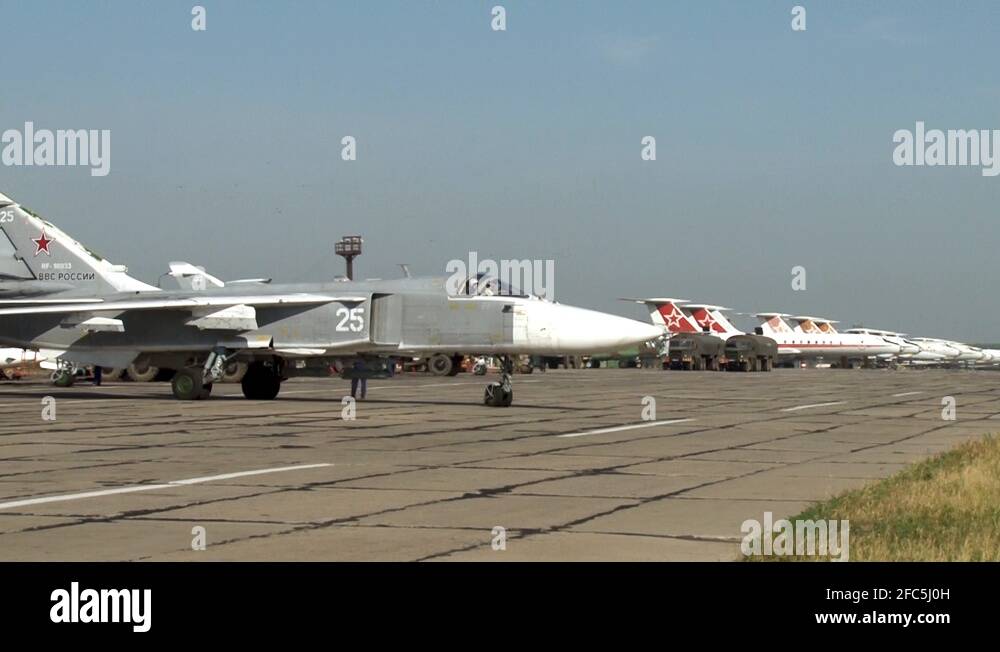 Sukhoi Su-24 Nato Name: Fencer. Aircraft with bombs of taxis towards ...