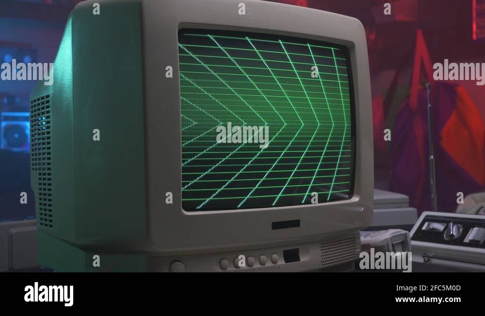 NOSTALGIA Text on a Vintage TV Screen Retro 80s 90s Style Stock Video ...
