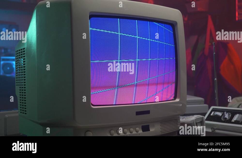 BEACH PARTY Title Text on a Vintage TV Screen Retro 80s 90s Style Stock ...