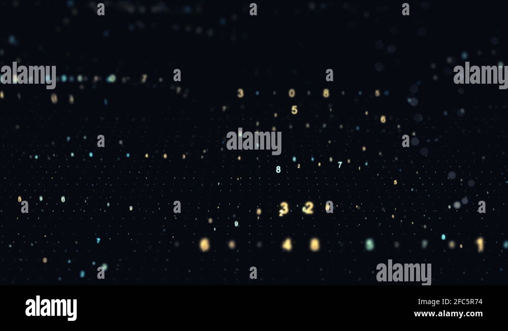 Floating numbers of big data seamless loop 3D render animation 4k UHD ...