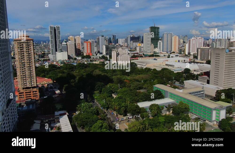 Side aerial view of capital of the Philippines, Manila City. One of the ...