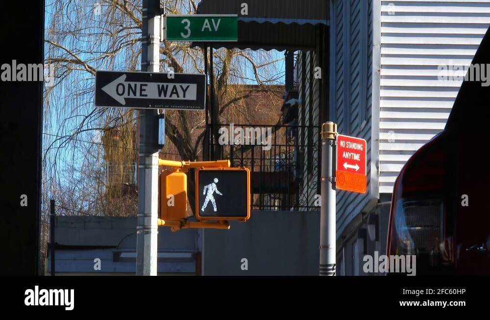 Pedestrian traffic light countdown, Red, white, One Way Sign, 4K Stock ...