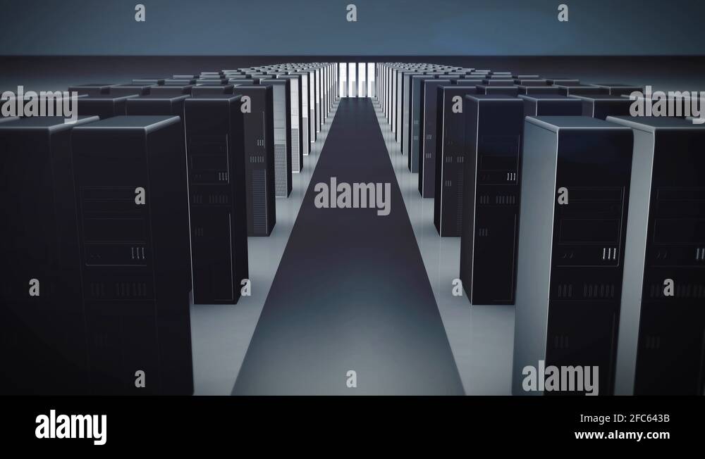 Camera drives through a corridor in the server room - motion desighn ...