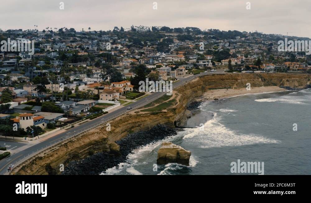 Luxury homes and mansions along Sunset Cliffs, California Stock Video ...
