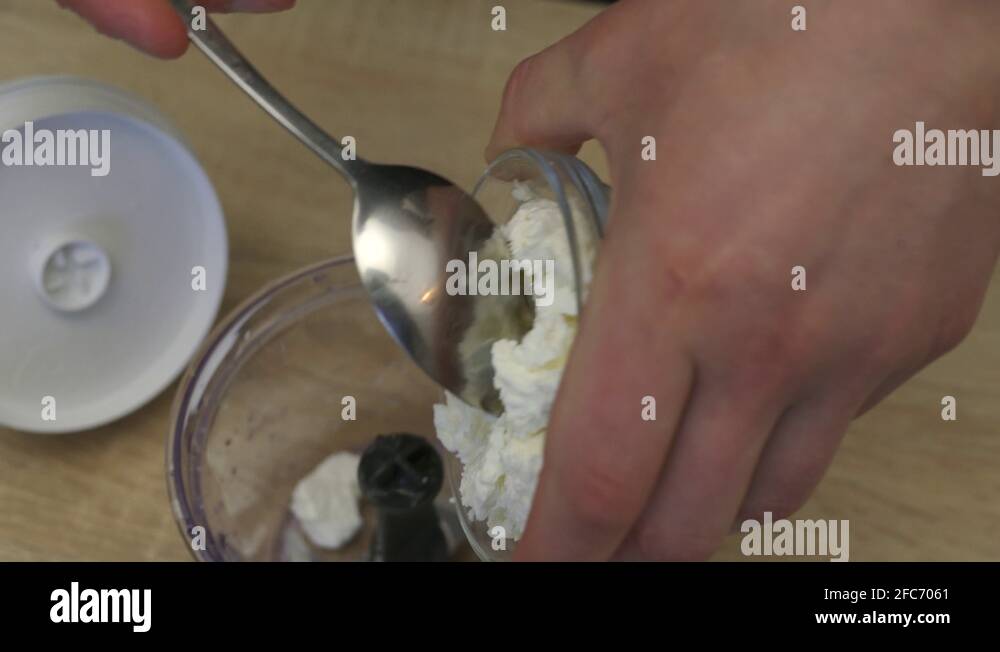 Adding cheese to a blender. Top view Stock Video Footage - Alamy
