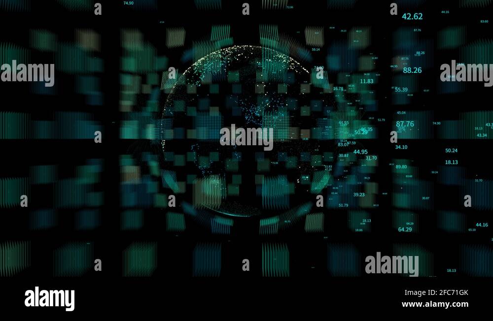 4k Business digital data globe,scientific data network surrounding ...