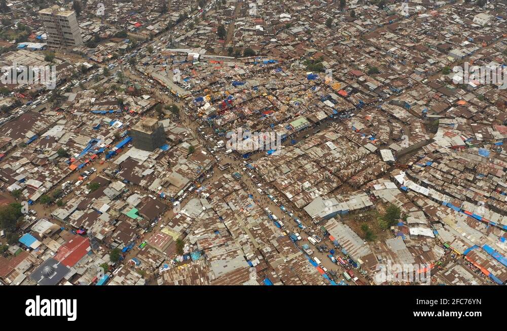 Drone flight market and slums in suburbs of Addis Ababa Ethiopia Africa ...