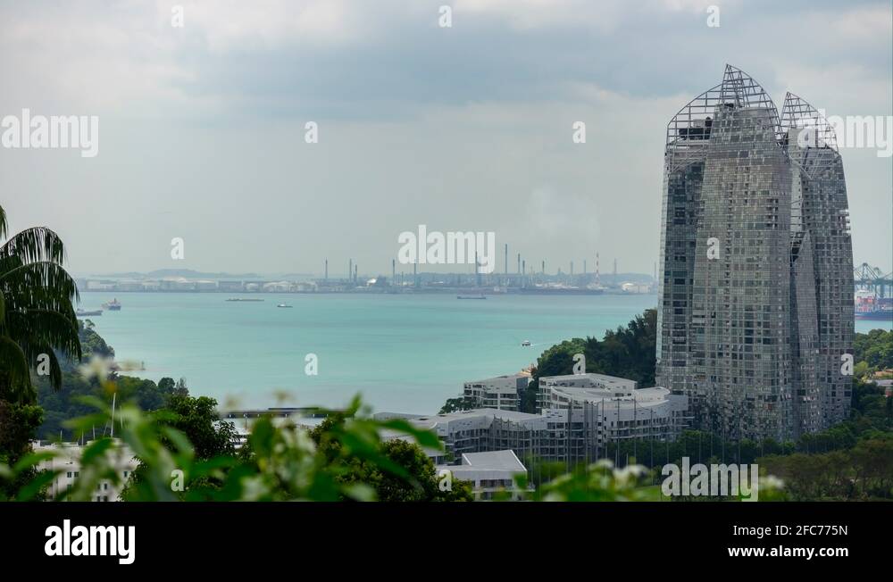 singapore sentosa island park top view point modern complex 4k ...