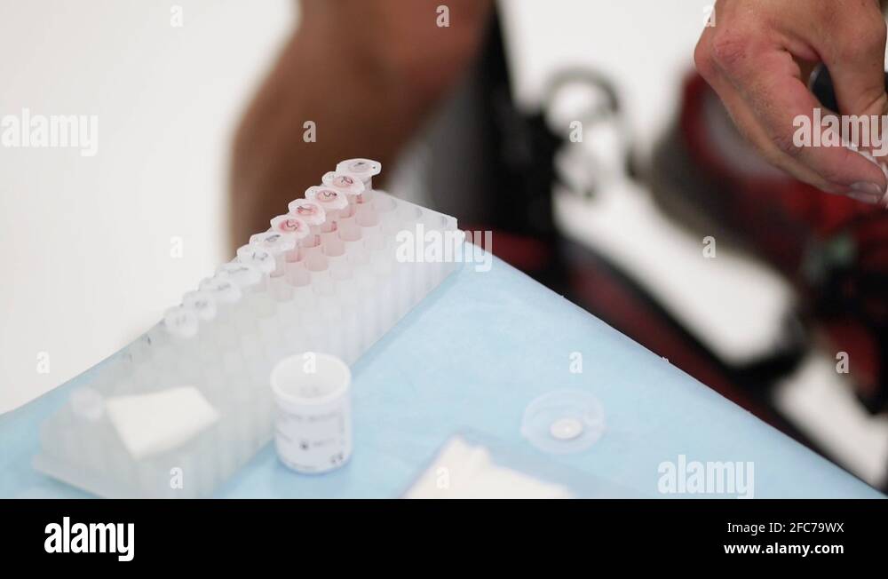 Sport science laboratory research. blood testing cycling athlete and ...