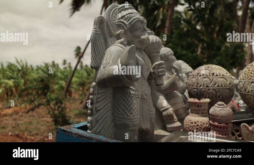 God hanuman or Anjineyya in Stone sculpture selling on roadside of ...