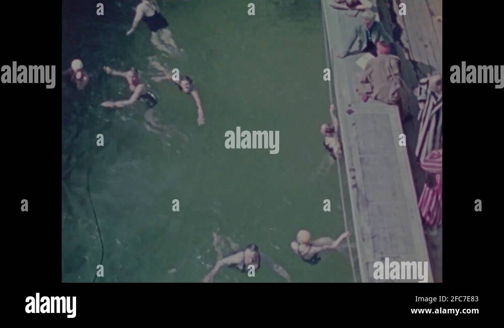 WW2 - People swim in swimming pool on ship MS Milwaukee Stock Video ...