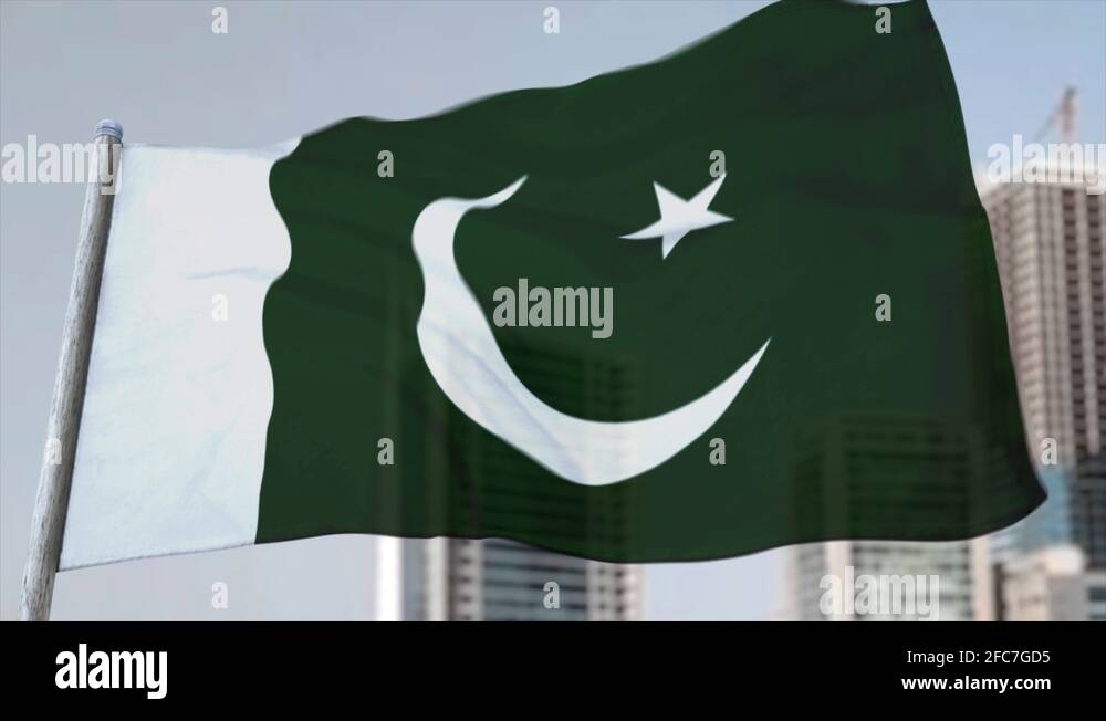 Fully loopable CGI 3D animation of Pakistani Flag fluttering in close ...