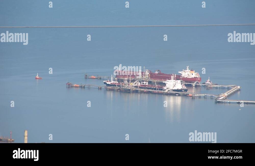 Cargo ships anchor in marine terminal, Trieste, Italy Stock Video ...