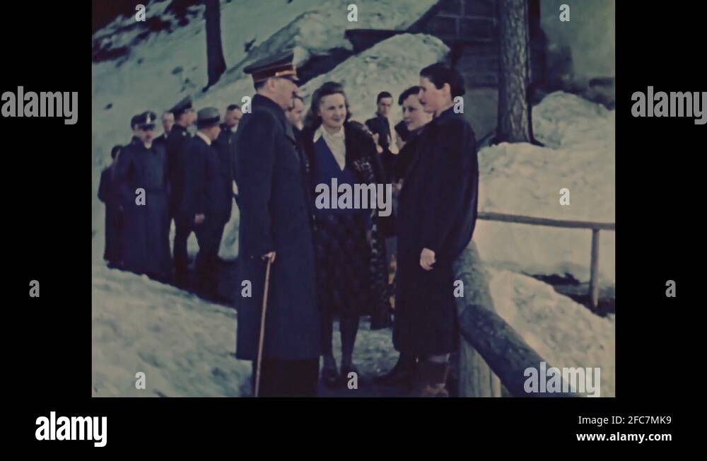 WW2 - Adolf Hitler stand with a group of people at loockout Stock Video ...