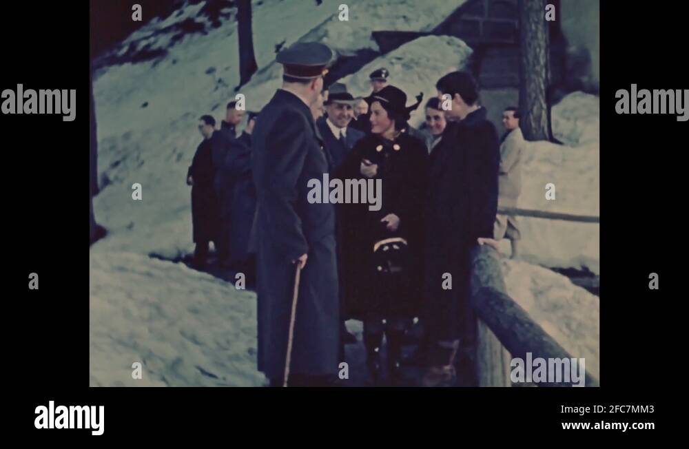 WW2 - Adolf Hitler stand with a group of people at loockout Stock Video ...