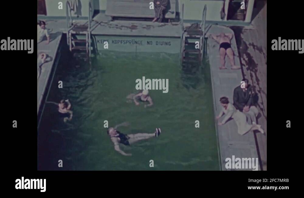 WW2 - People swim in swimming pool on ship MS Milwaukee Stock Video ...